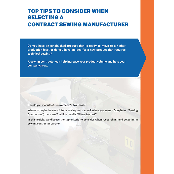 Selecting a Sewing Contractor | Custom Sewing Manufacturer